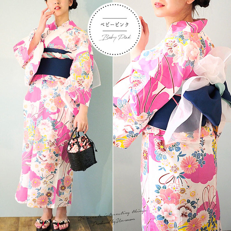Yukata for Women Pink Flowers – Murata