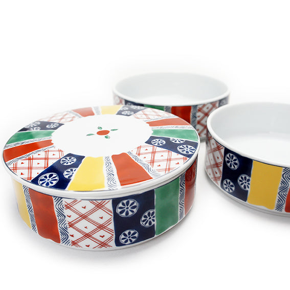 3-Tier Ceramic Jubako Box Nishiki Matori – Murata